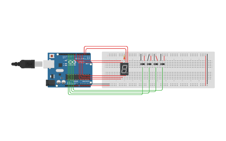 Circuit design 7 segment display - Tinkercad
