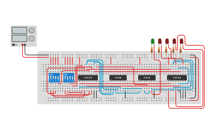 Circuit design BCD ADDER - Tinkercad