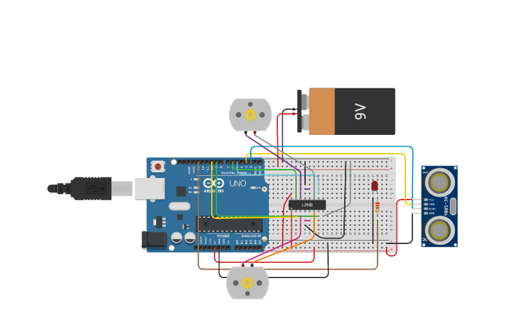 Circuit design Vehículo Autónomo | Tinkercad