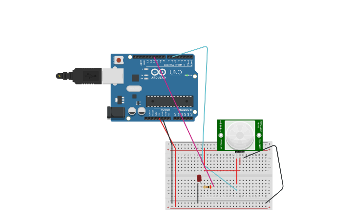 Circuit design sensor de movimiento arduino - Tinkercad