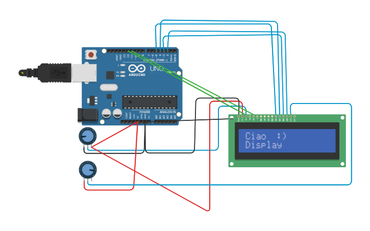 Circuit Design Display Con 2 Potenziometri Tinkercad