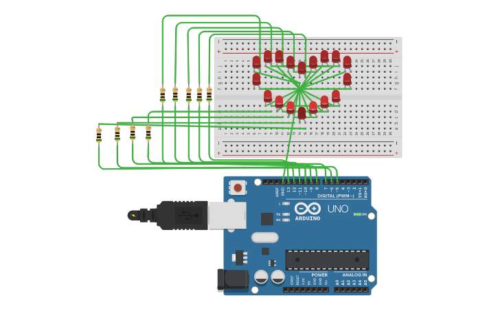 Circuit design LED Heart - Tinkercad