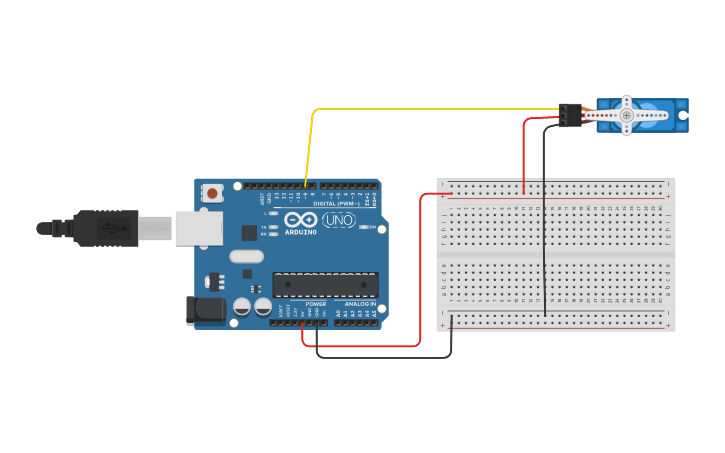 Circuit design Servo Automatic - Tinkercad