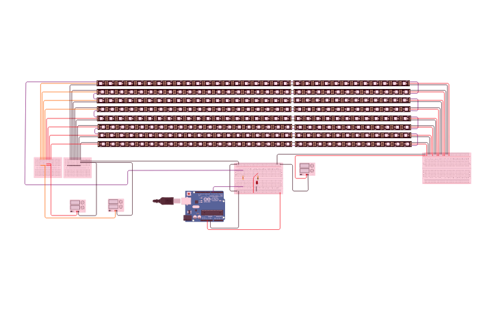 Circuit design WS2812B-matrix - Tinkercad