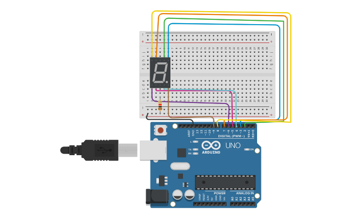 Circuit design PARTE I. Display de 7 segmentos - Tinkercad