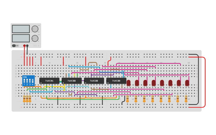 Circuit design Decodificador 3x8 nac02 - oficial - Tinkercad