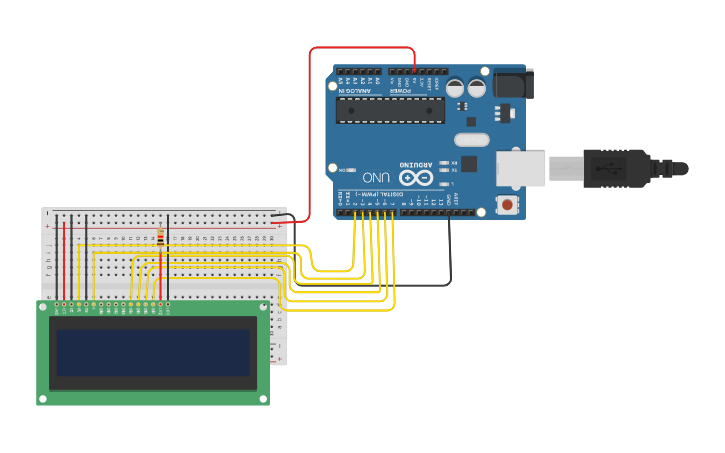 Circuit design LCD con Arduino - Tinkercad