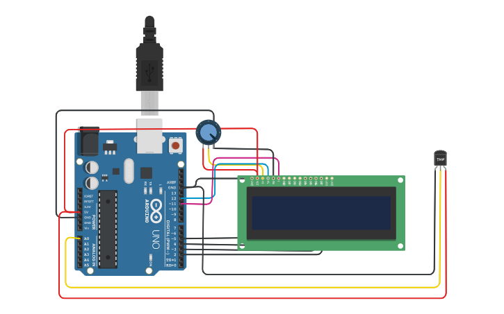 Circuit design TMP LCD - Tinkercad