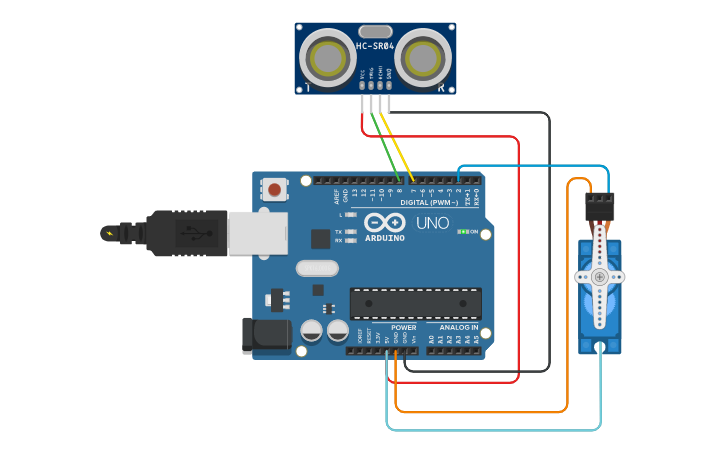 Circuit design Copy of Ultrason HC SR04 - Tinkercad
