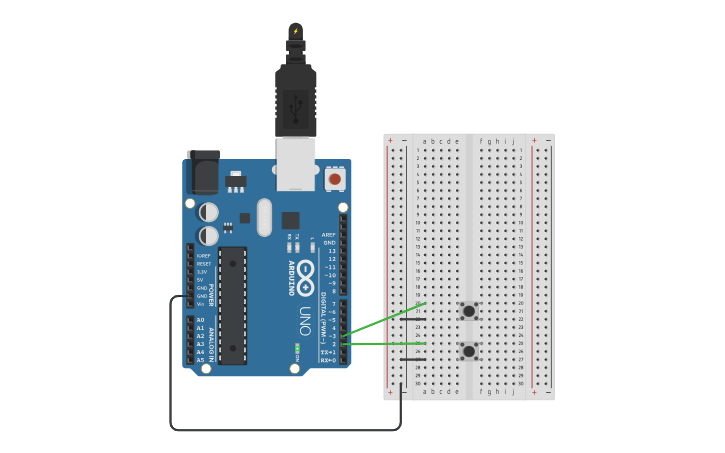 Circuit design Counting to 10 w Arduino Library - Tinkercad