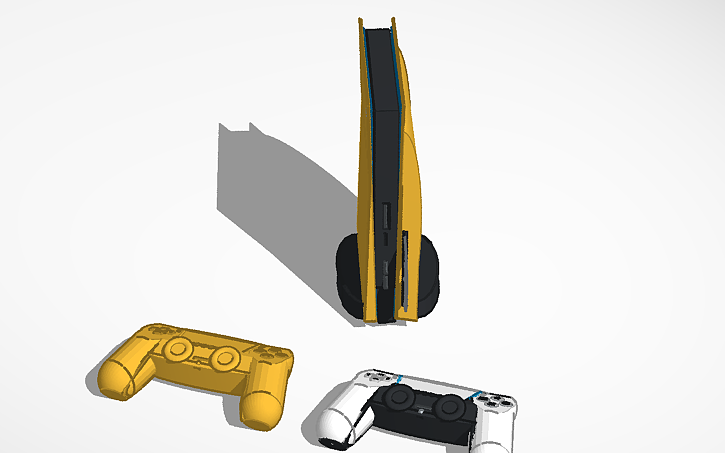 3D design Gold PS5 and Gold Controller with regular controller - Tinkercad