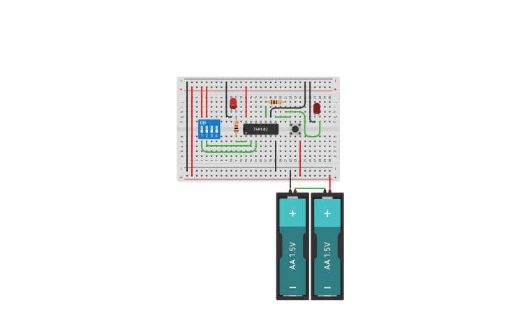 Circuit design NOR回路(74HC02)のサンプル - Tinkercad