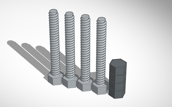 3D design bolt and nuts 5x40mm - Tinkercad
