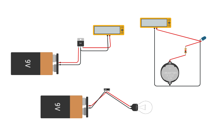 Circuit design 2 - Circuit using Voltage Regulator - Tinkercad