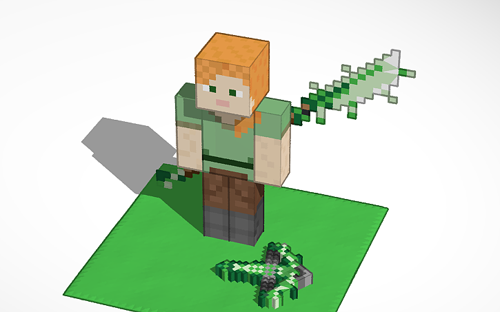 3D design minecraft alex with weapons - Tinkercad