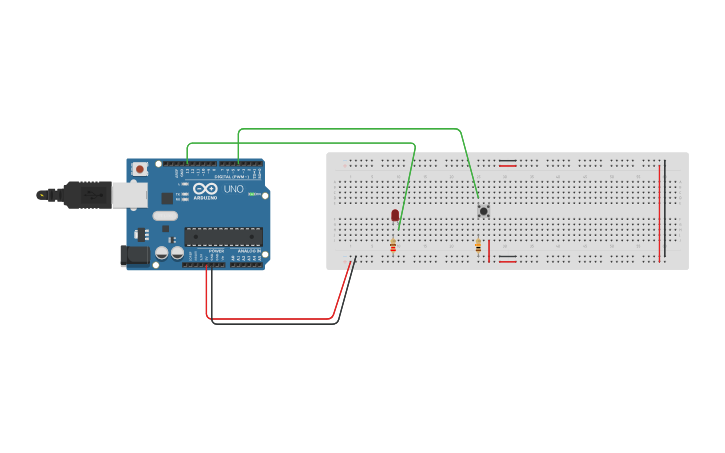 Circuit design led y pulsador - Tinkercad