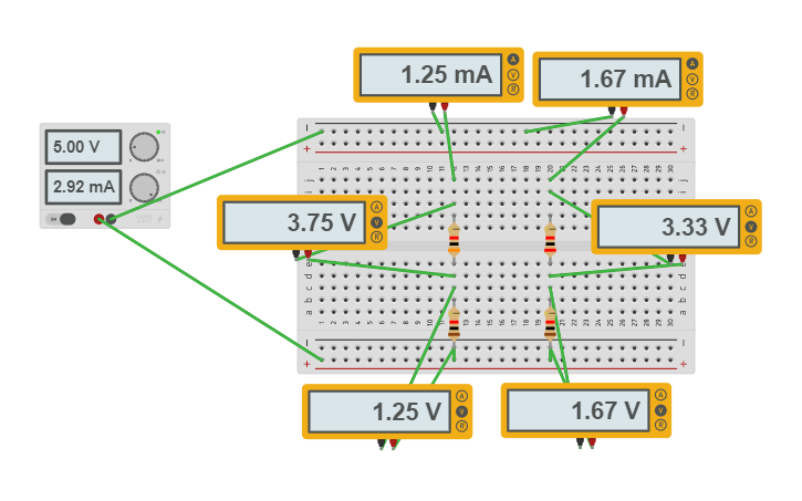 Circuit design Ch 3- 4 Resistors - Tinkercad
