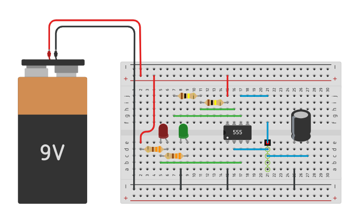 Circuit design Semáforo Inteligente con NE555 - Tinkercad