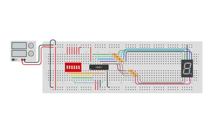 Circuit design Circuito con Integrado CD4511 y Display 7 Segmento ...