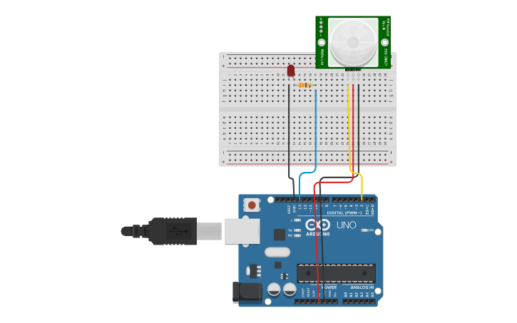 Circuit design IR Sensor Project - Tinkercad