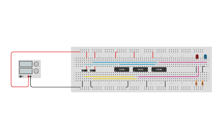 Circuit design Half subtractor using Basic Gates | Tinkercad