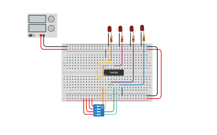 Circuit design Binary to Gray Code Convertor - Tinkercad