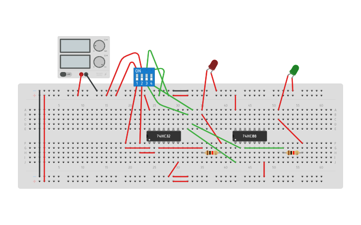 Circuit design OR gate and AND gate - Tinkercad
