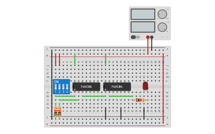 Circuit design XNOR Gate - Tinkercad