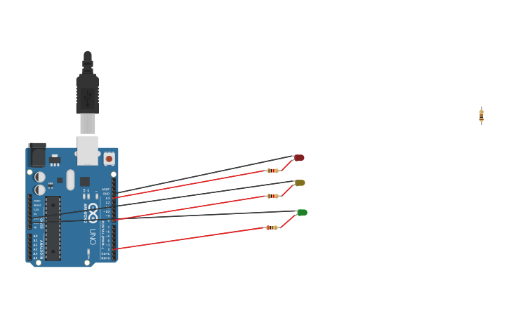 Circuit design Traffic Signal | Tinkercad