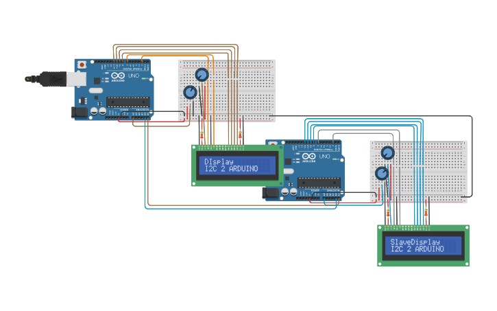 Circuit design I2c Master/Slave | Tinkercad