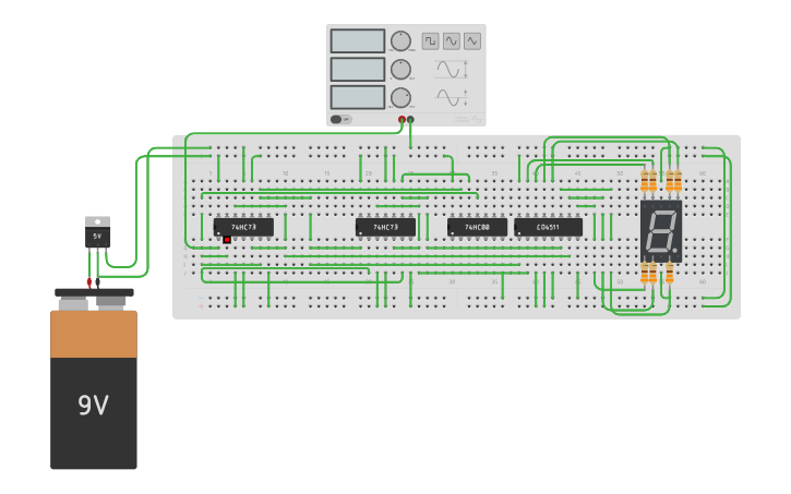 Circuit design BCD Counter - JK FF - Tinkercad