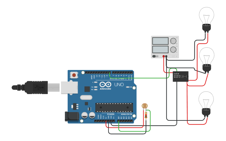 Circuit design Street Light System - Tinkercad