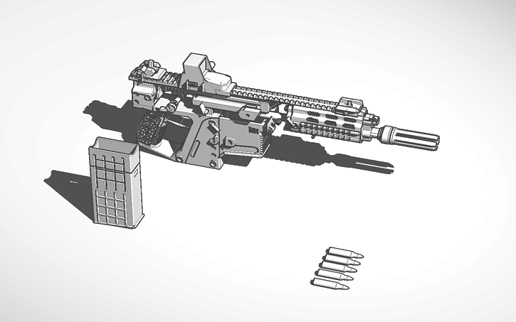 3D design Hand gun outline turned into sub machine gun - Tinkercad