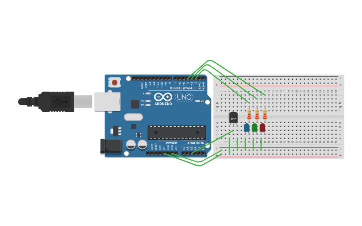 Circuit Design Arduino Led Temperature Indicator Tinkercad 5654