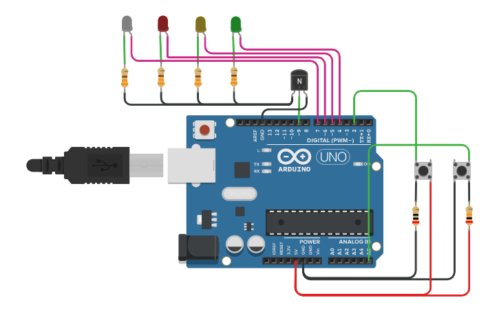 Circuit Design Push Button Tinkercad