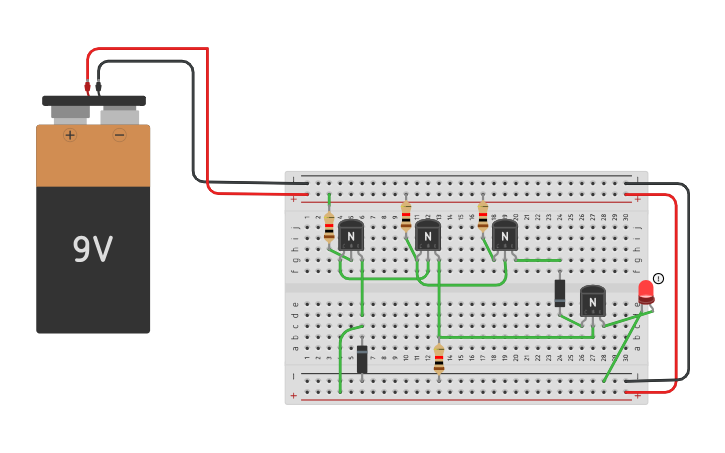 Circuit design TTL NOT Gate_1628 - Tinkercad
