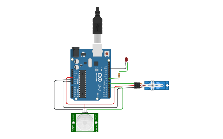 Circuit design Circuit of smart trash can | Tinkercad
