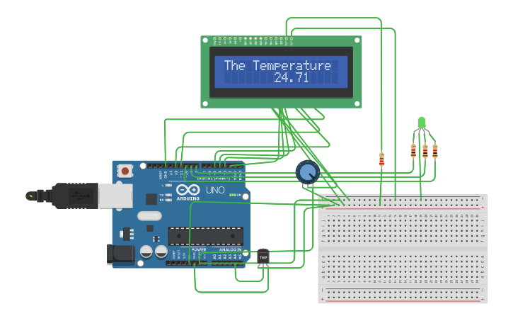 Circuit design Arduino with Temperature Sensor - Tinkercad
