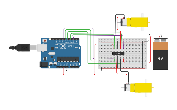 Circuit design l293d-dc-motor-Arduino - Tinkercad