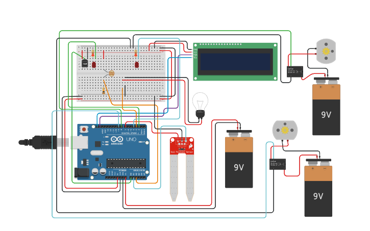 Circuit design Smart Greenhouse V1 - Tinkercad