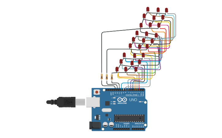 Circuit Design Copy Of 3x3x3 Led Cube Tinkercad