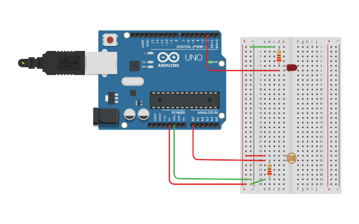 Circuit design LDR con Arduino | Tinkercad