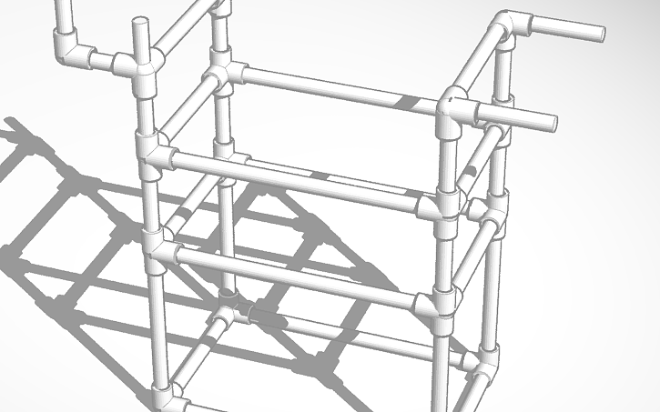 3D design PVC pipe shelf - Tinkercad