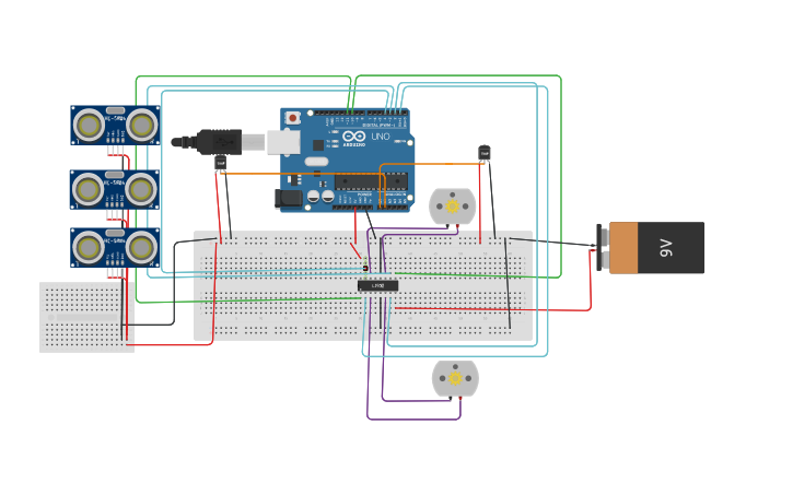 Circuit design Line Follower - Tinkercad