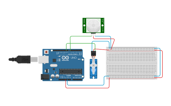 Circuit design Arduino Dustbin | Tinkercad