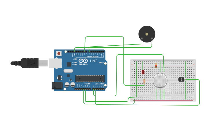 Circuit design Fire alarm circuit - Tinkercad