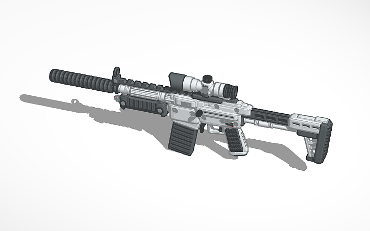 3D design Sci-fi Suppressed Assault Rifle - Tinkercad