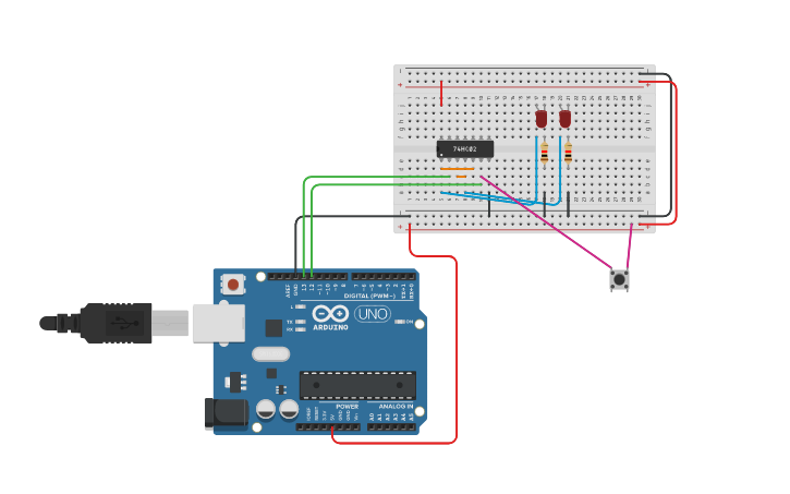 Circuit design DSM LAB 05 SR LATCH - Tinkercad