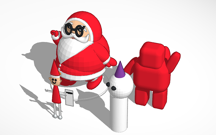 3D design Christmas Santa with elf on the shelf and astroboy - Tinkercad