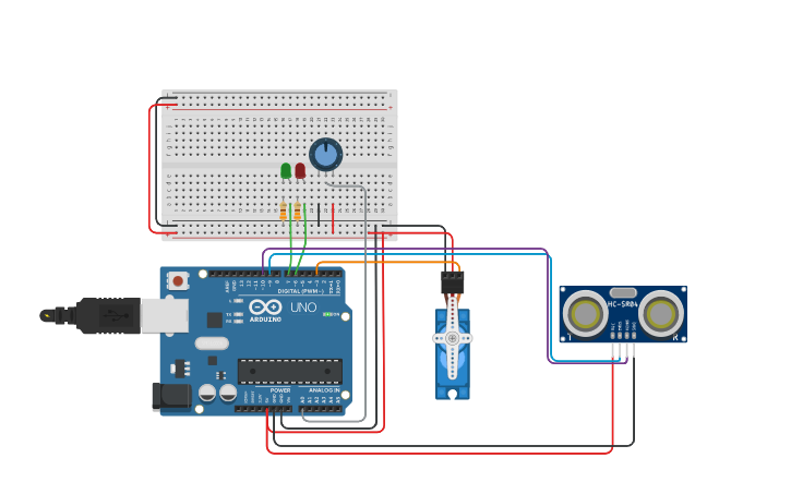 Circuit design SONAR RADAR - Tinkercad